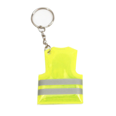Uniform shape plastic lime green reflective keychain | keychain ...