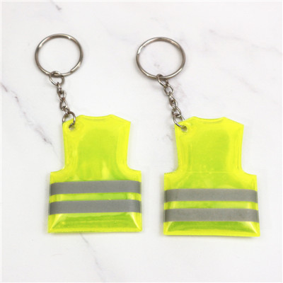 Uniform shape plastic lime green reflective keychain | keychain ...