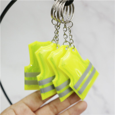 Uniform shape plastic lime green reflective keychain | keychain ...